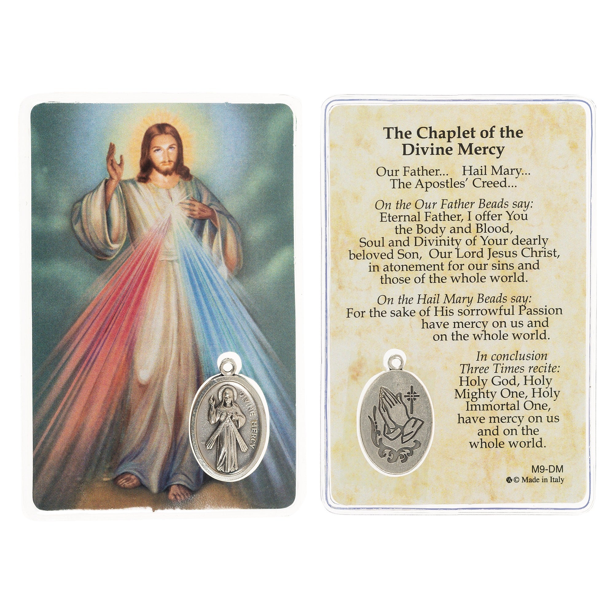 Laminated Divine Mercy Prayer Card with Medal | The Catholic Company®