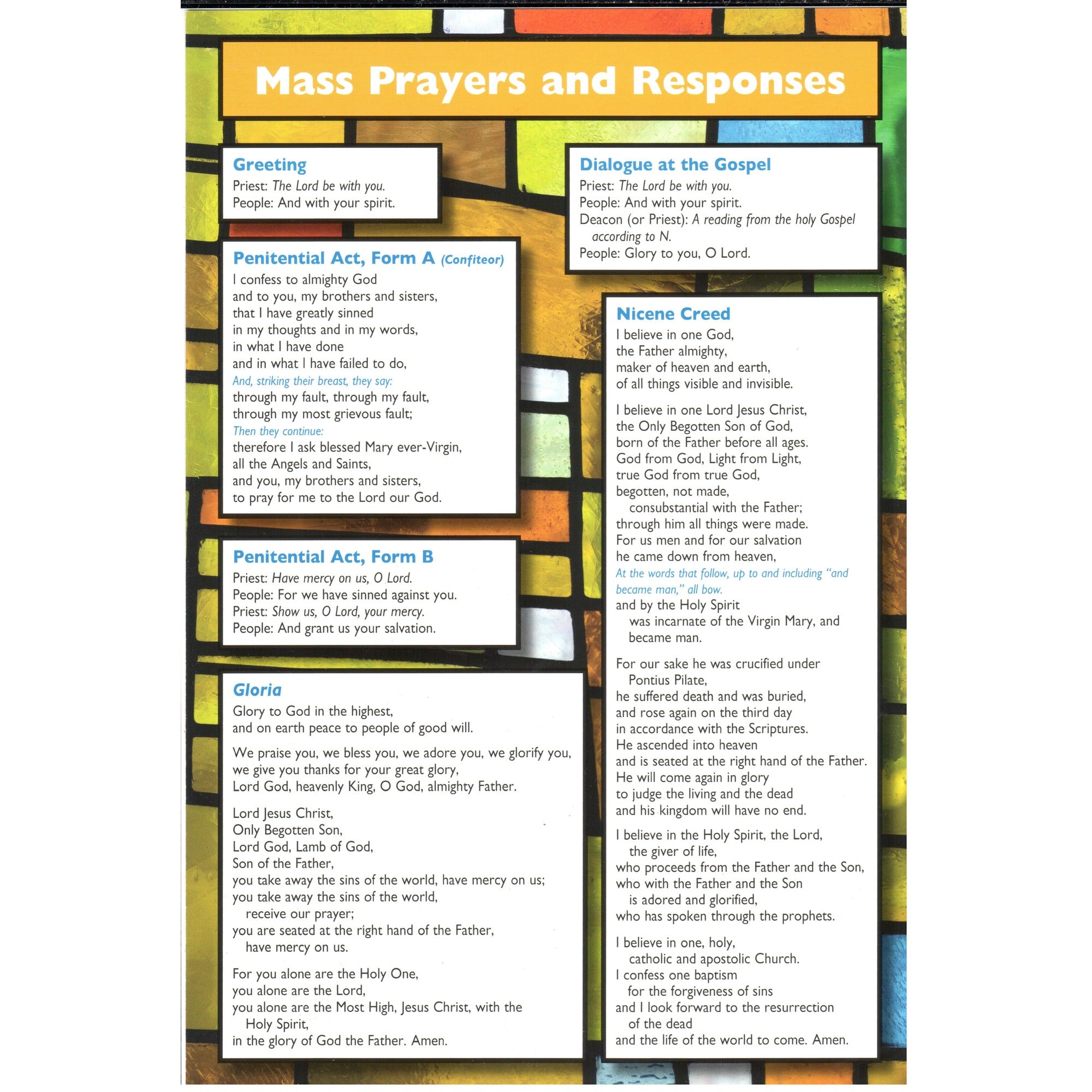 Pew Card: Revised Order of the Mass (Pk of 50) | The Catholic Company®