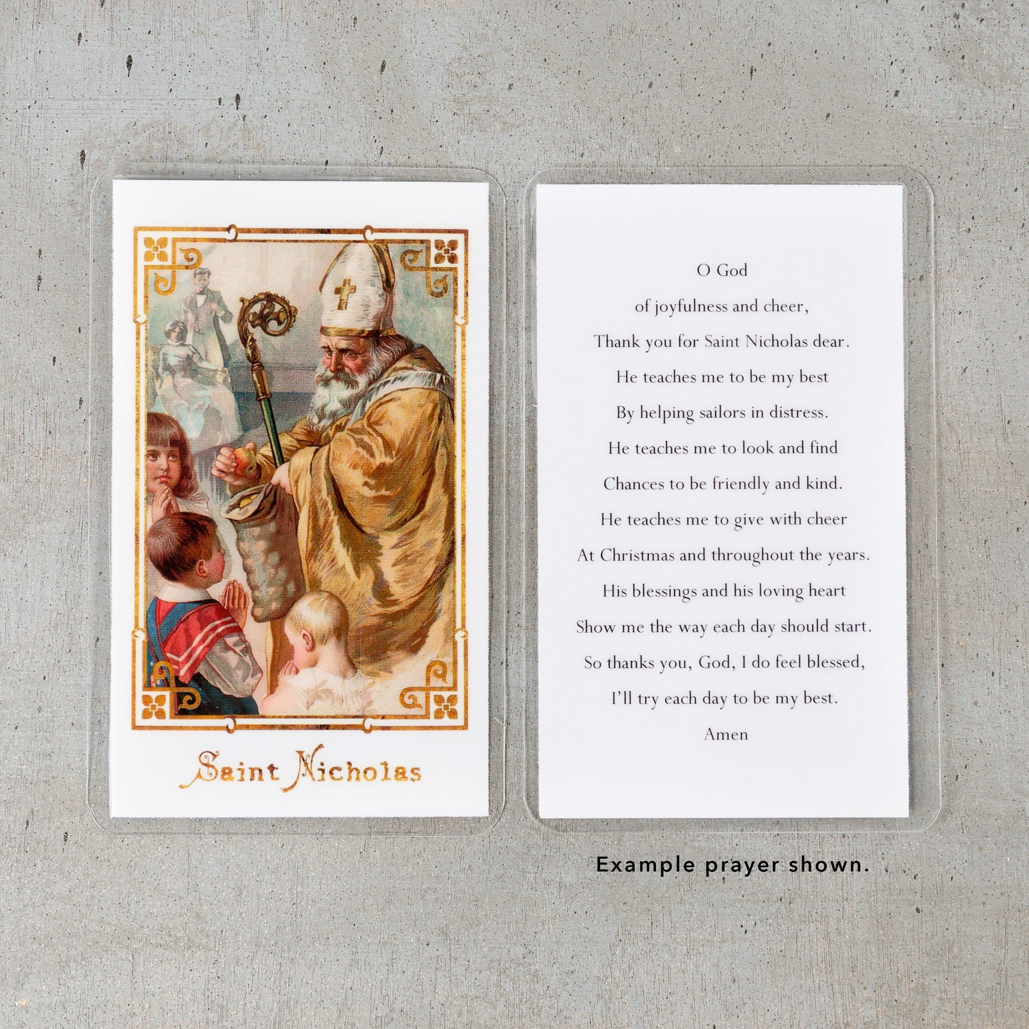Laminated Vintage St Nicholas Personalized Prayer Cards