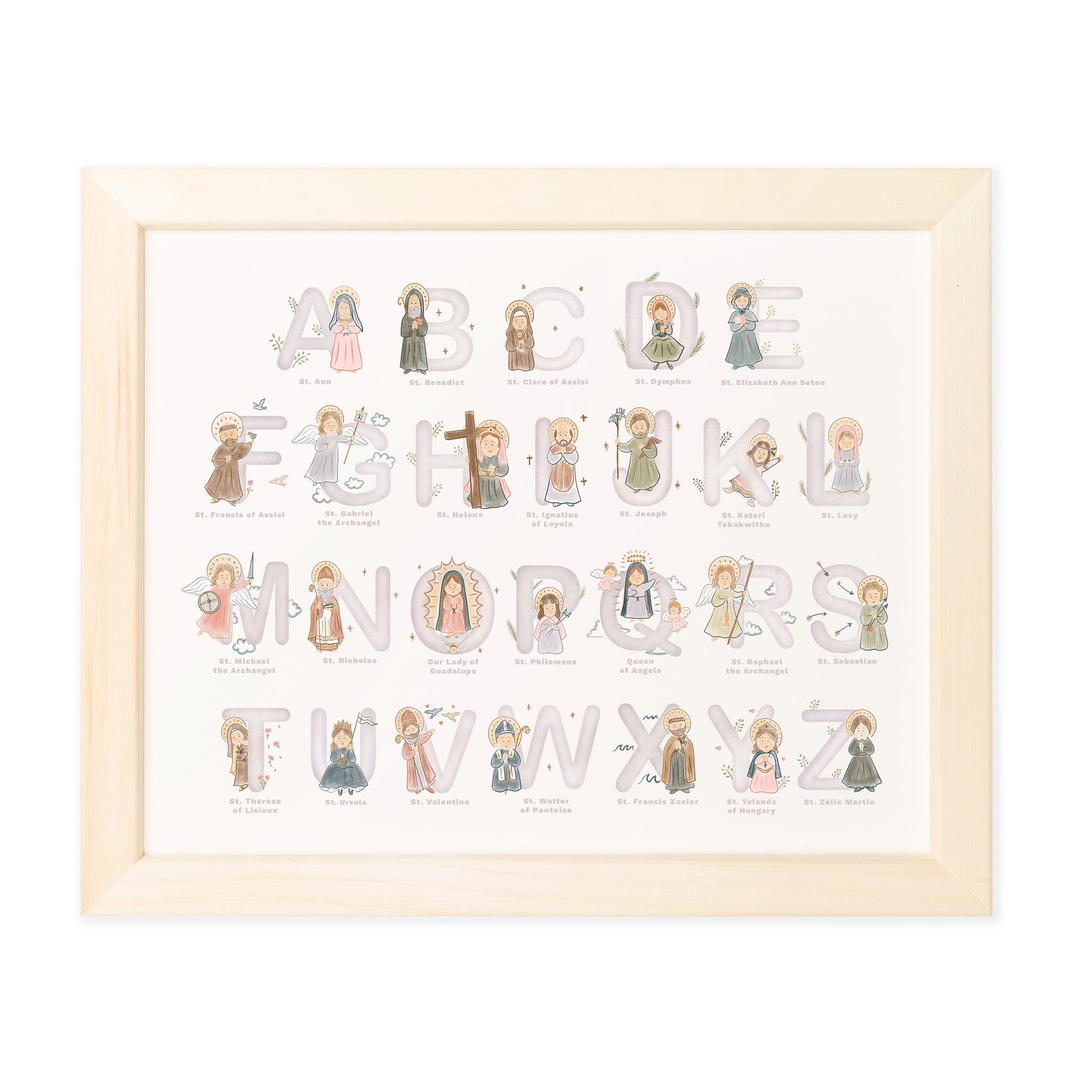 Saints Alphabet Framed Print - 8" x 10" | The Catholic Company®