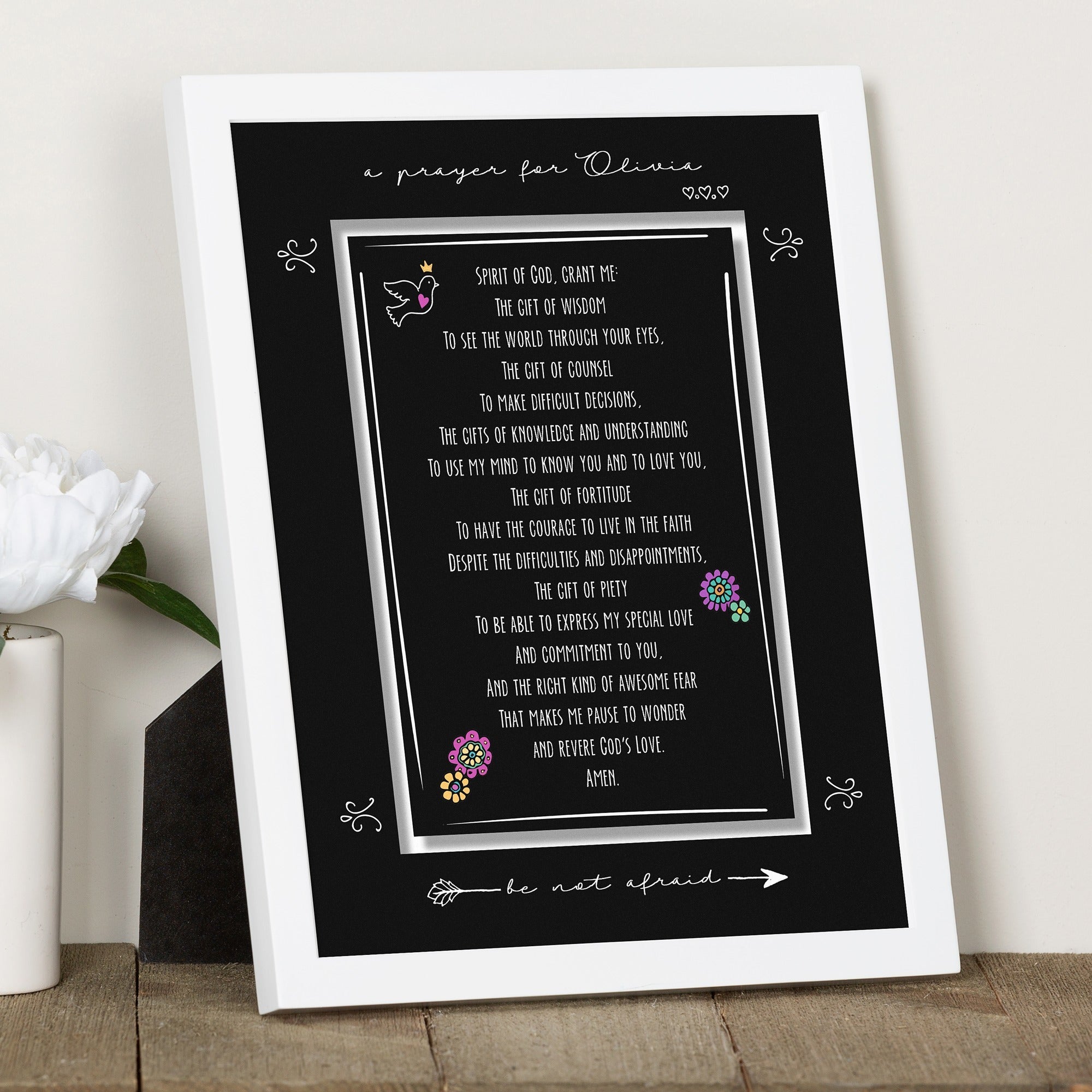 Personalized Boho Floral Confirmation Framed Prayer | The Catholic Company®