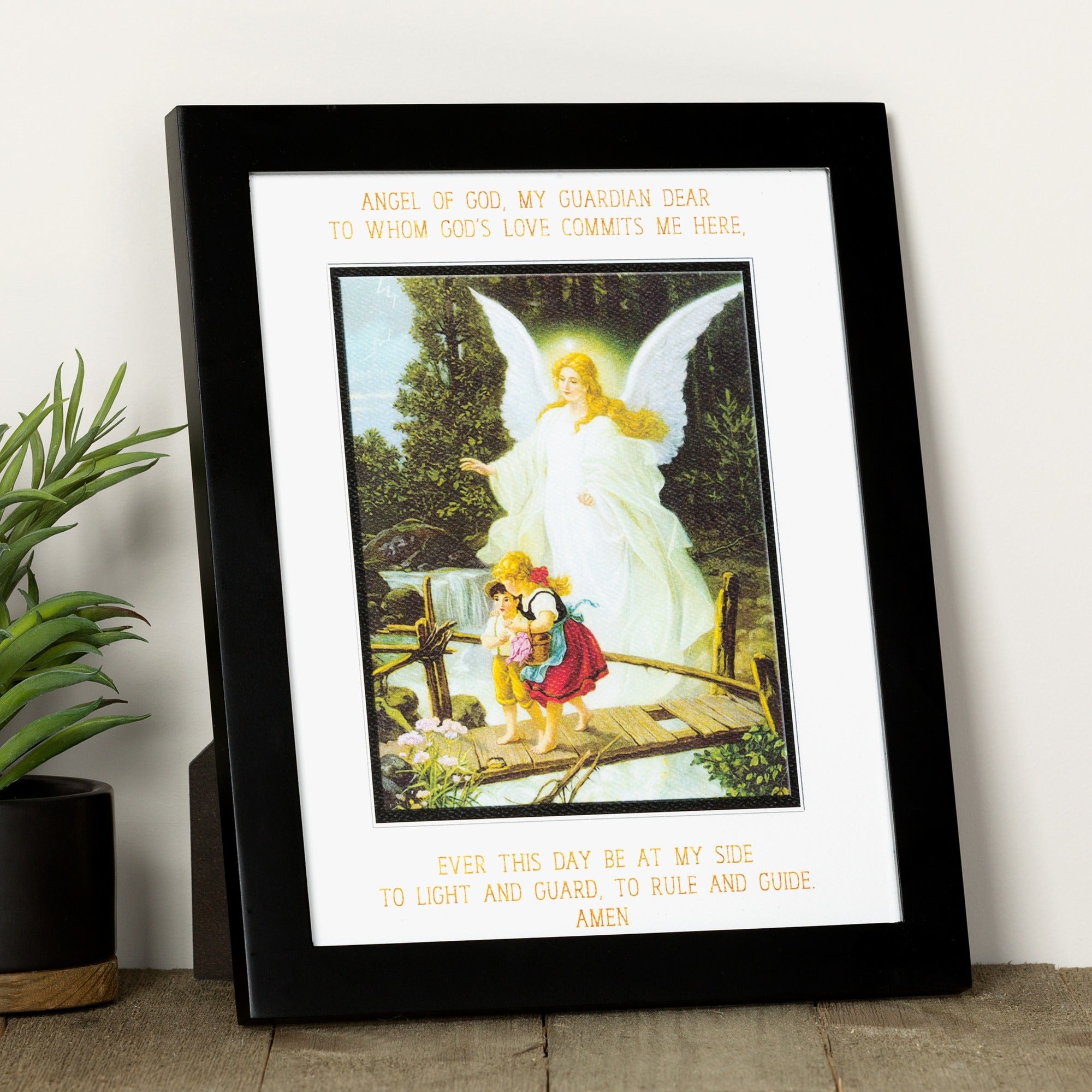 Guardian Angel Prayer and Image Framed Print | The Catholic Company®