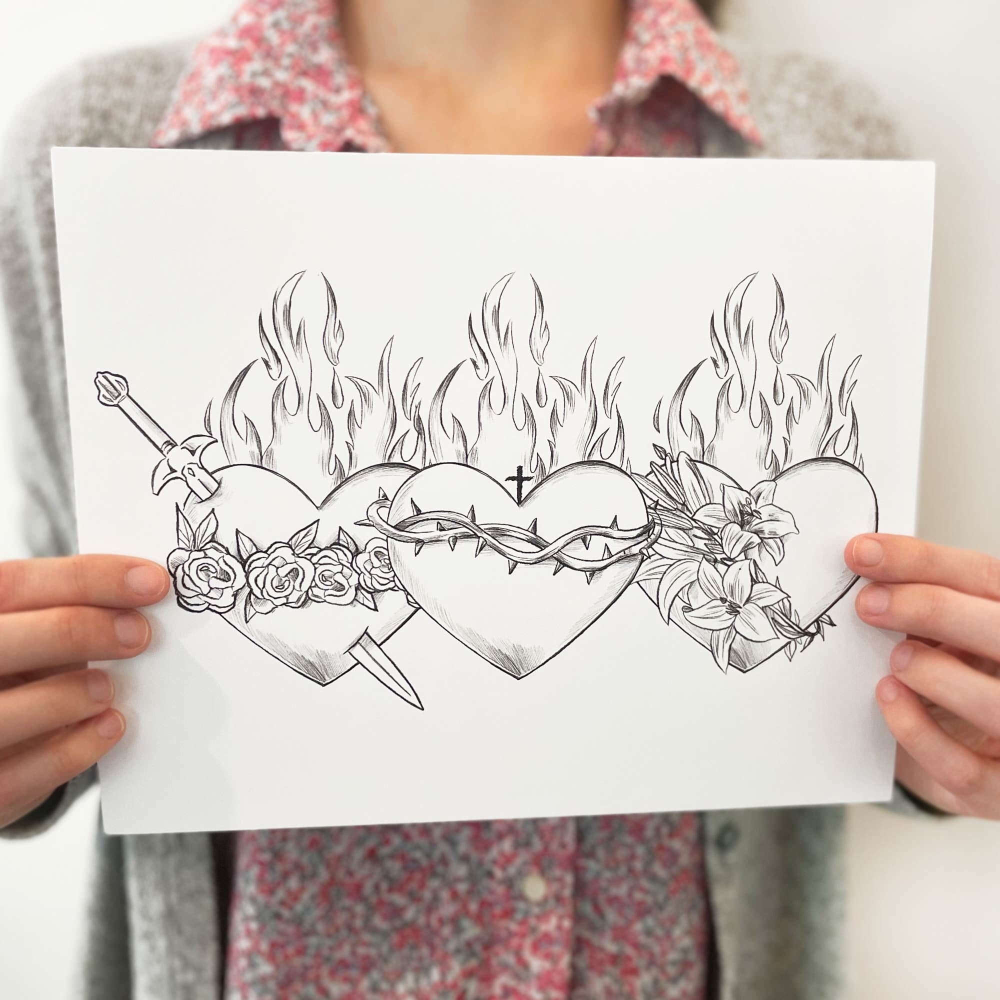 Three Hearts Holy Family Print | The Catholic Company®