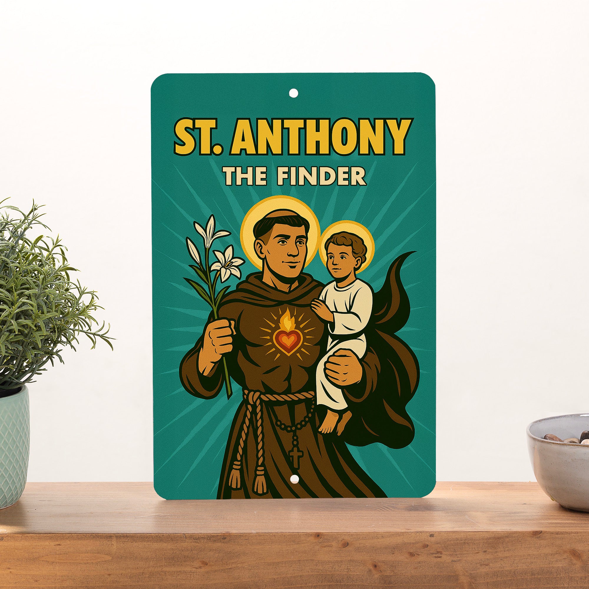 St. Anthony Superhero Tin Sign | The Catholic Company®