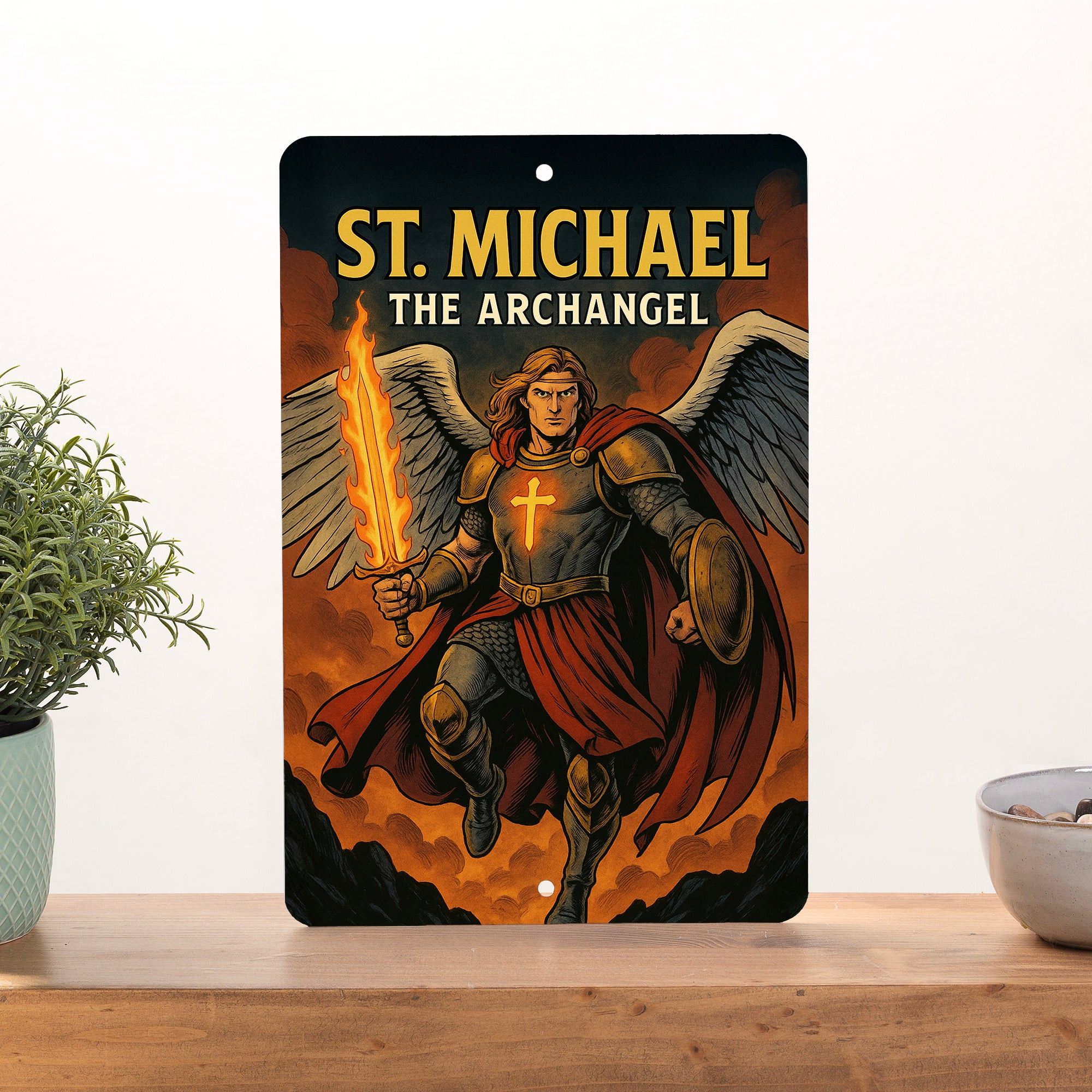 St. Michael Superhero Tin Sign | The Catholic Company®