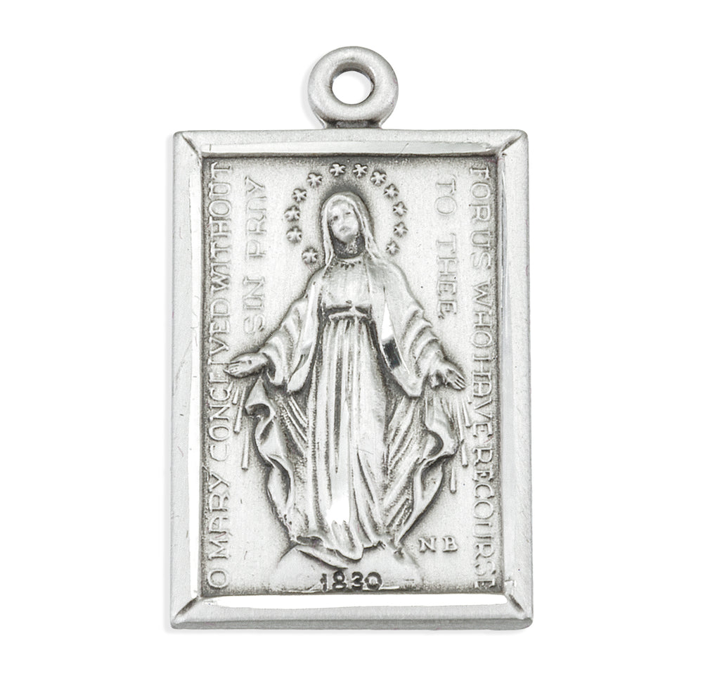 Rectangular Sterling Miraculous Medal Necklace | The Catholic Company®