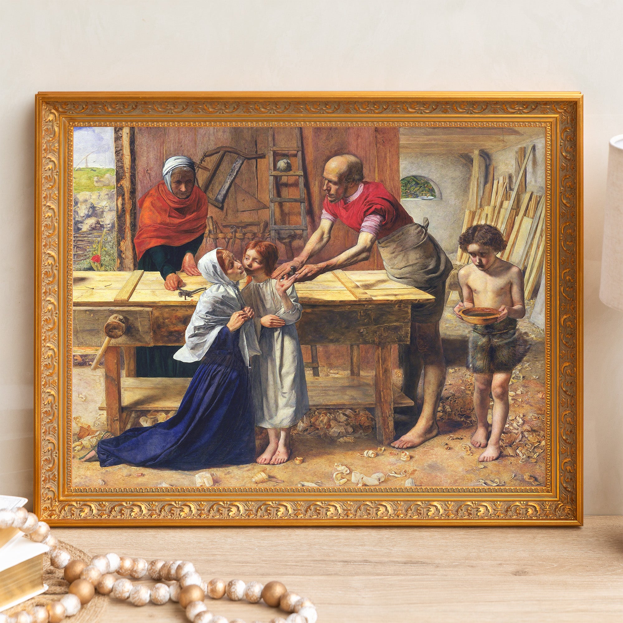 Christ in the House of His Parents Framed Canvas - Sacred Signature Co