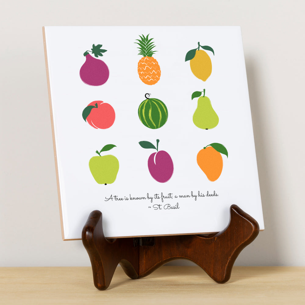 Deeds & Fruits Ceramic Tile Trivet | The Catholic Company®