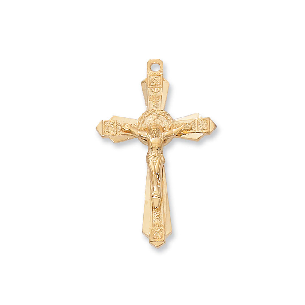Gold Silver Crucifix with 24 Inch Chain | The Catholic Company®