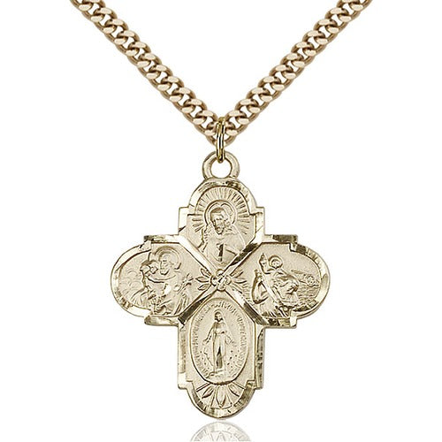 14kt Gold Filled 4-Way Pendant 1 1/4 X 1 Inch | The Catholic Company®