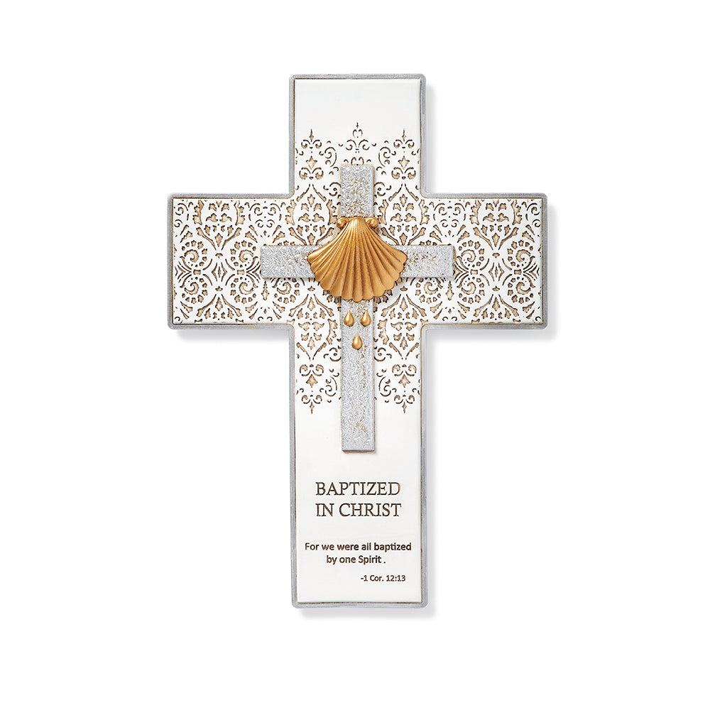 Lace & Scallop Baptism Wall Cross - 9 " | The Catholic Company®