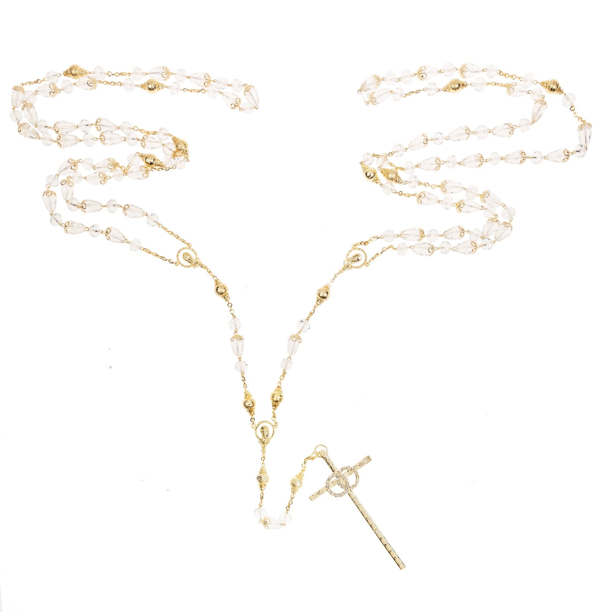 Gold and Crystal Beaded Wedding Lasso Rosary | The Catholic Company®