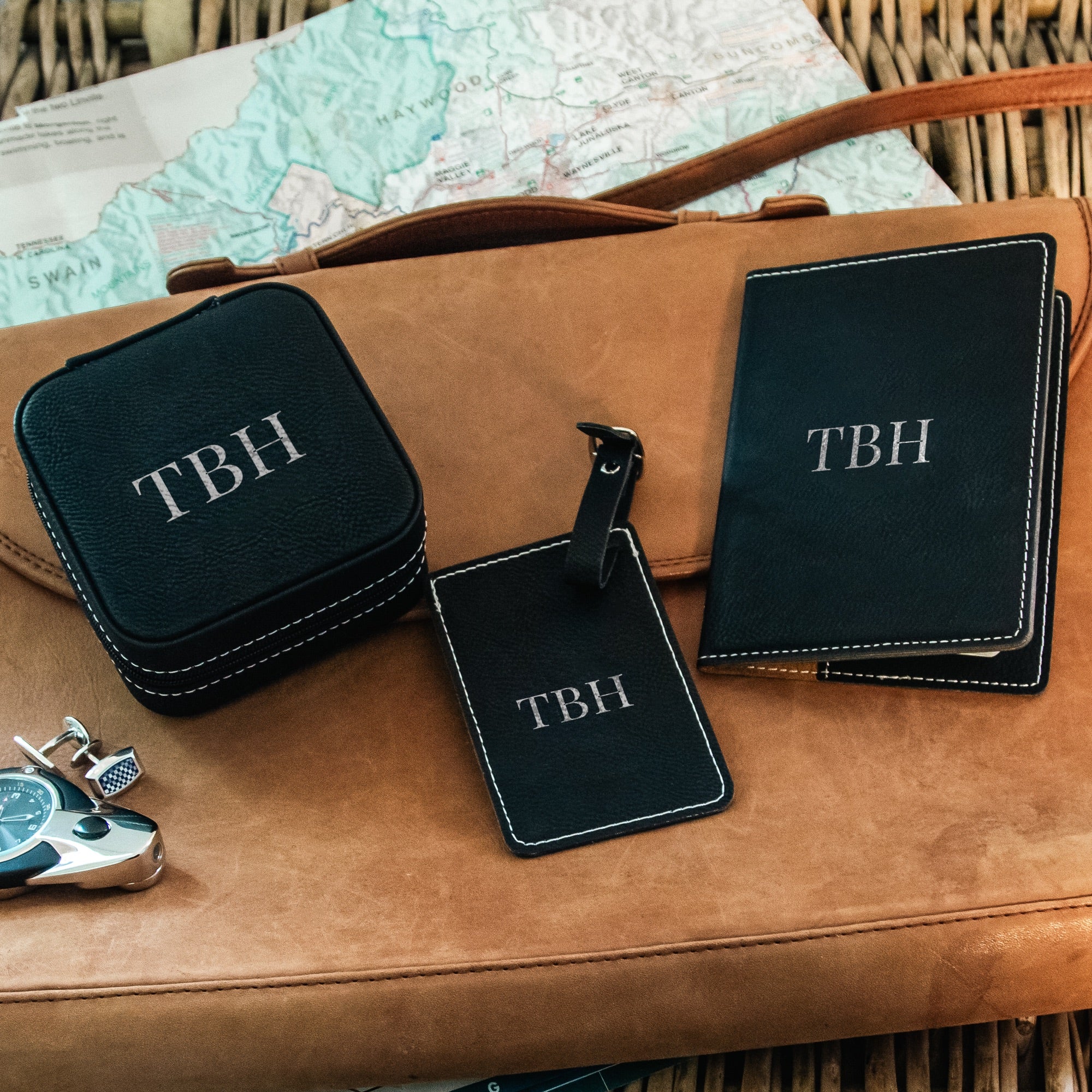 Black Personalized Travel Set - 3 Pieces | The Catholic Company®