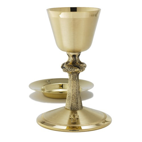 Textured Fish Node Chalice & Well Paten Set OR Ciborium