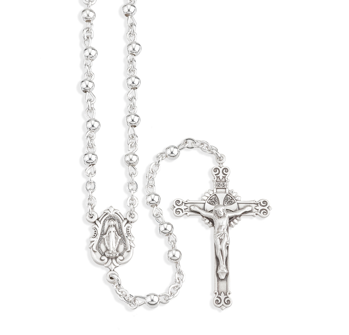 Highly Polished Round Sterling Silver Rosary | The Catholic Company®