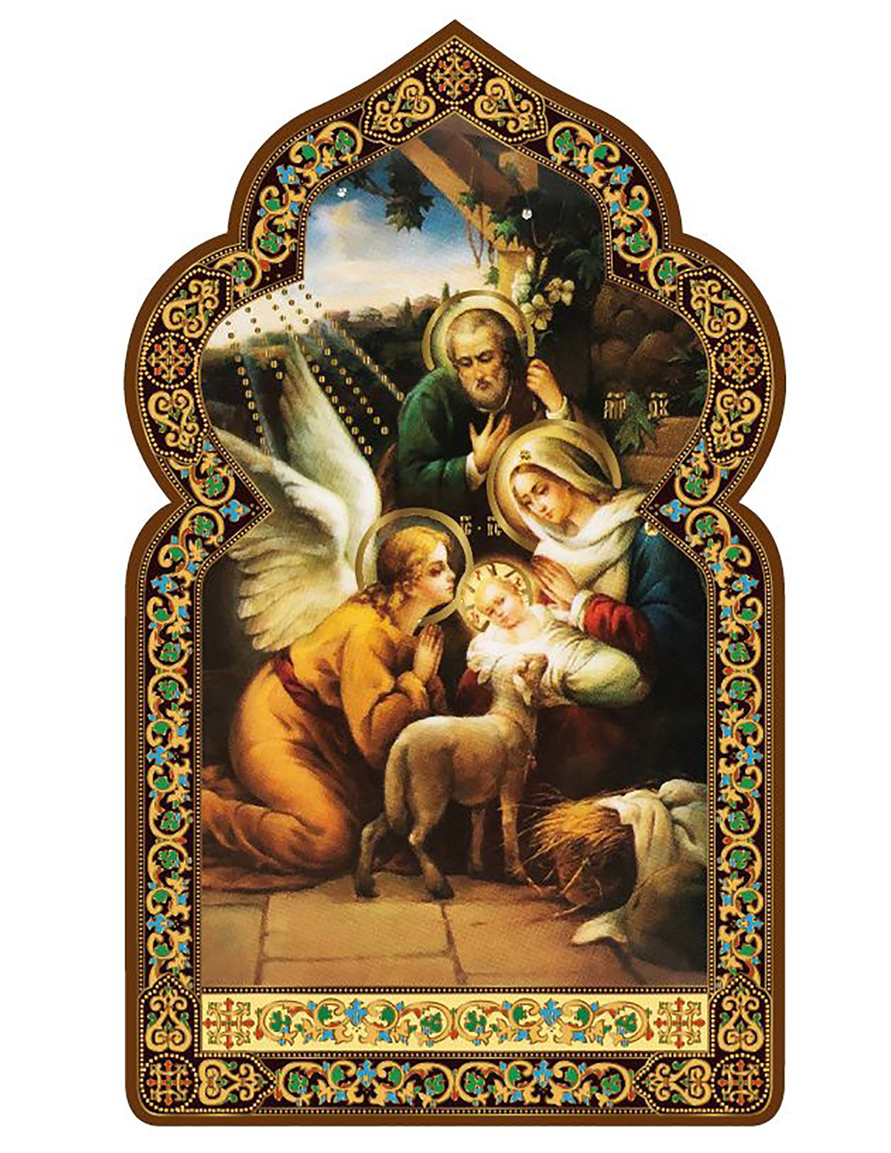 Domed Wooden Gold Foil Nativity Icon | The Catholic Company®