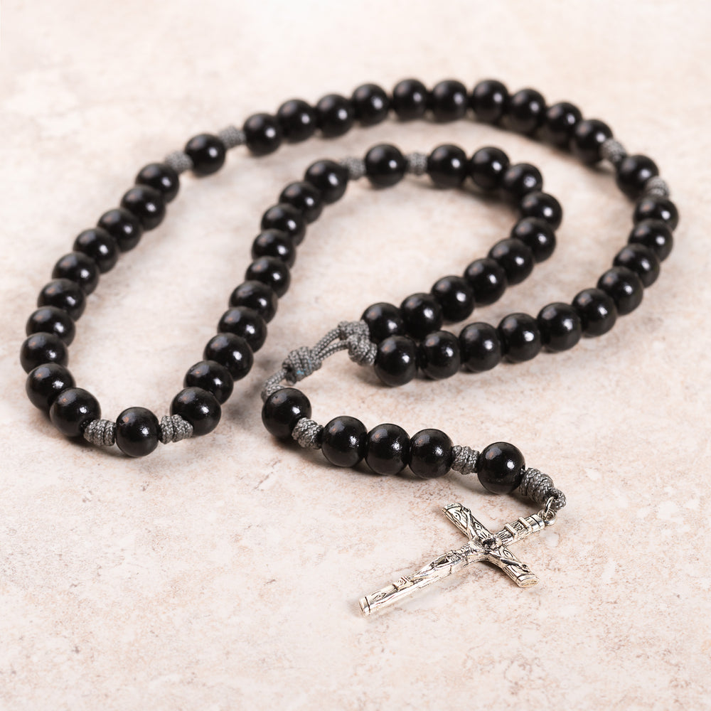 Black Wood Gray Paracord Rosary | The Catholic Company®
