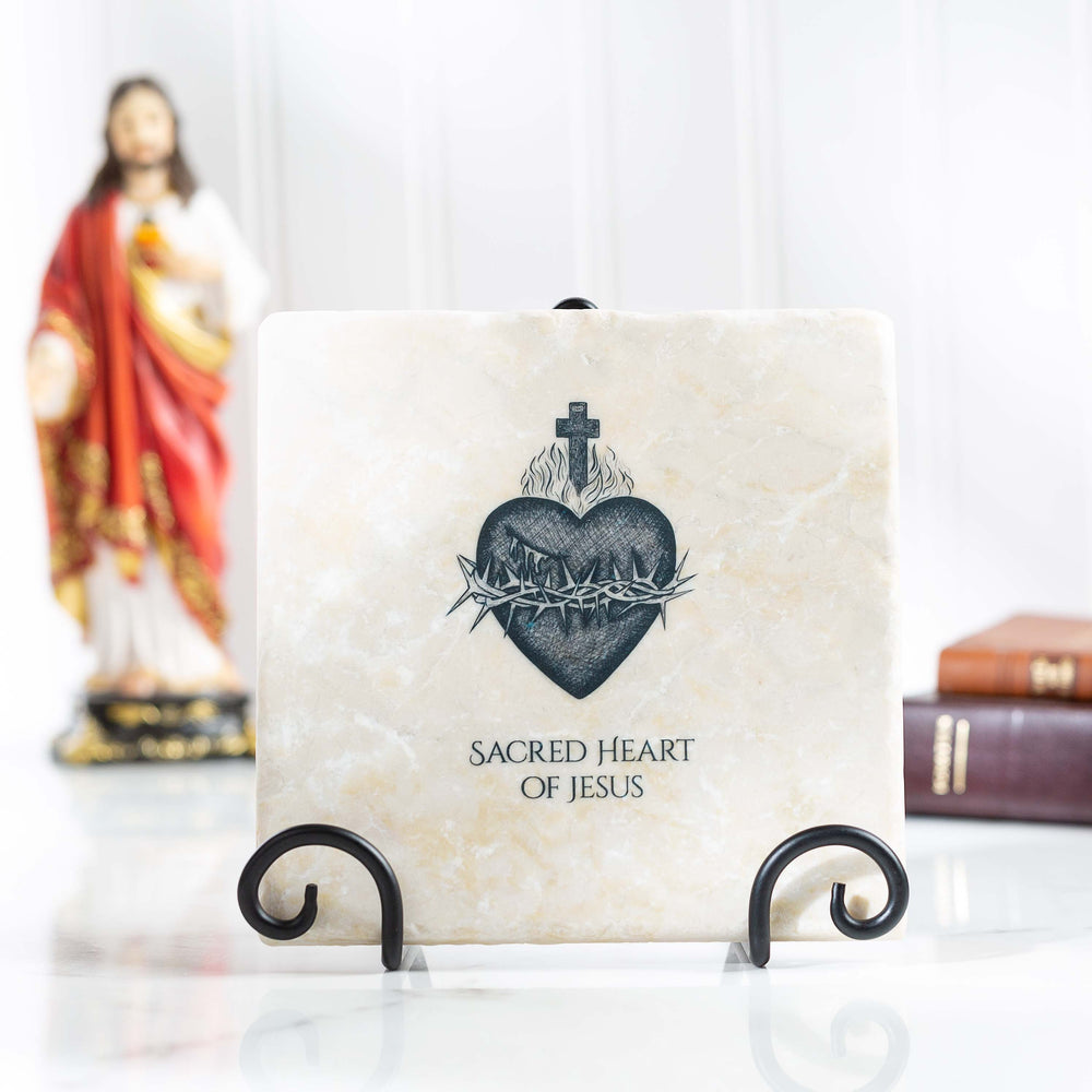 Sacred Heart of Jesus Tumbled Stone Tile | The Catholic Company®