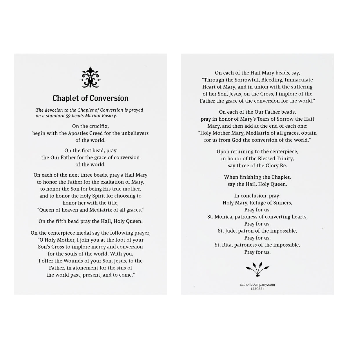 Chaplet of Conversion Prayer Card | The Catholic Company®