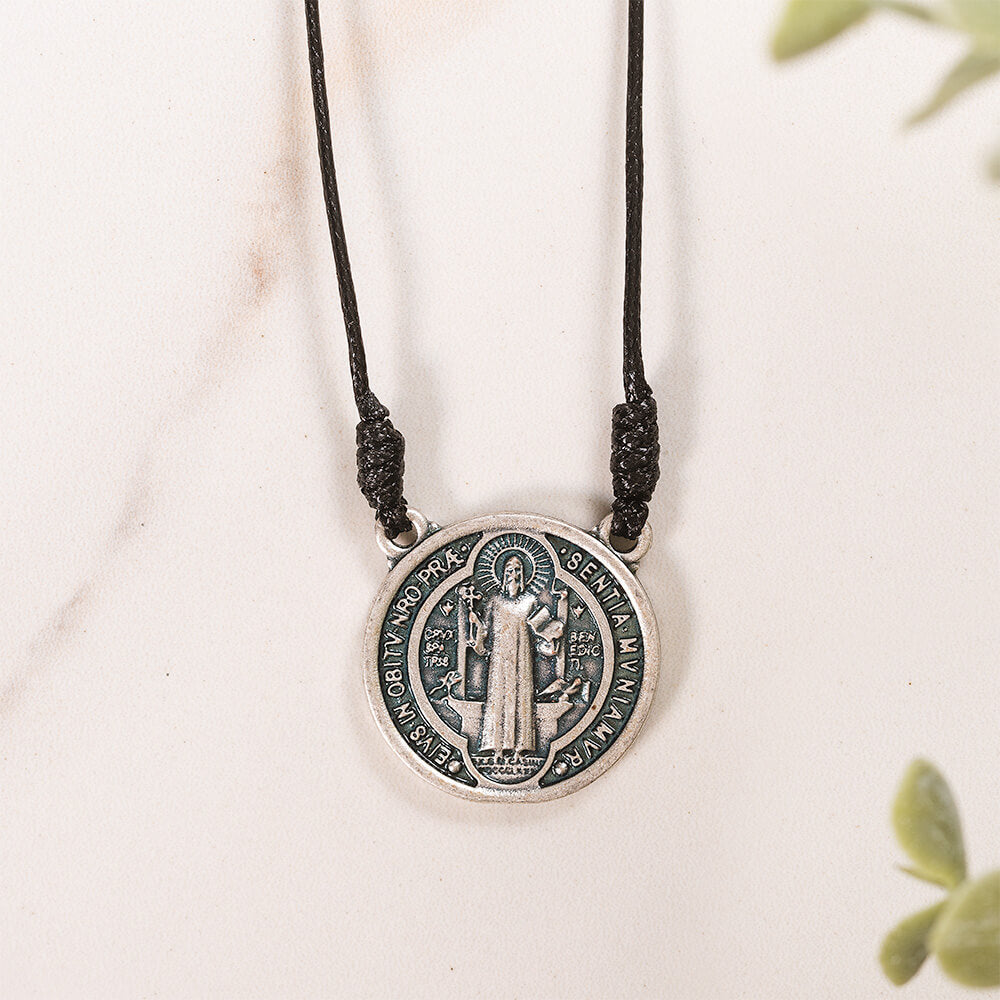 Dual Knot St. Benedict Corded Necklace | The Catholic Company®