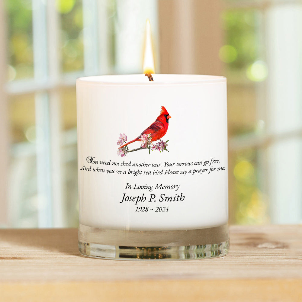 Personalized Cardinal Memorial Candle | The Catholic Company®