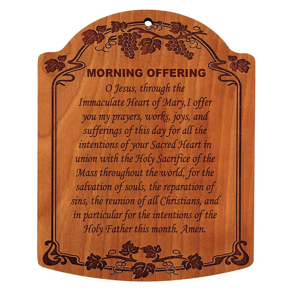 Morning Offering Carved Wood Wall Plaque | The Catholic Company®