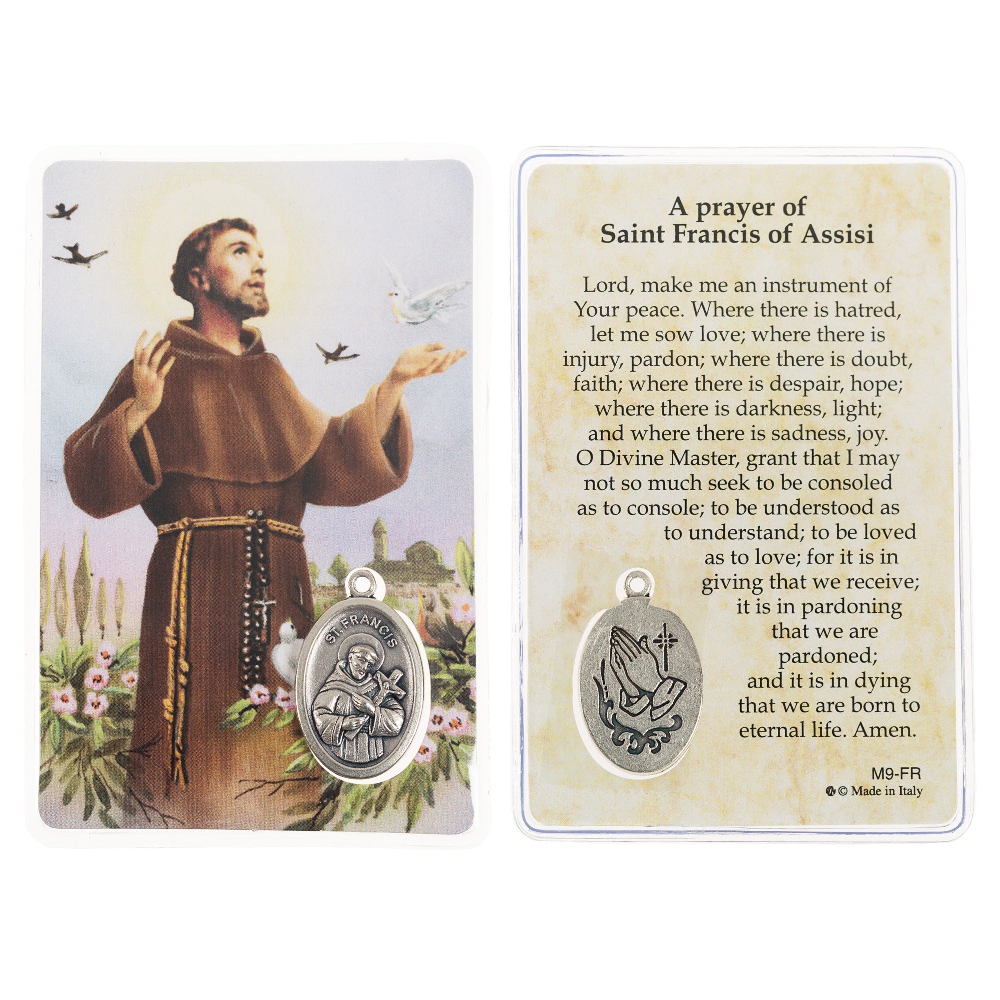 Laminated St. Francis Prayer Card with Medal | The Catholic Company®