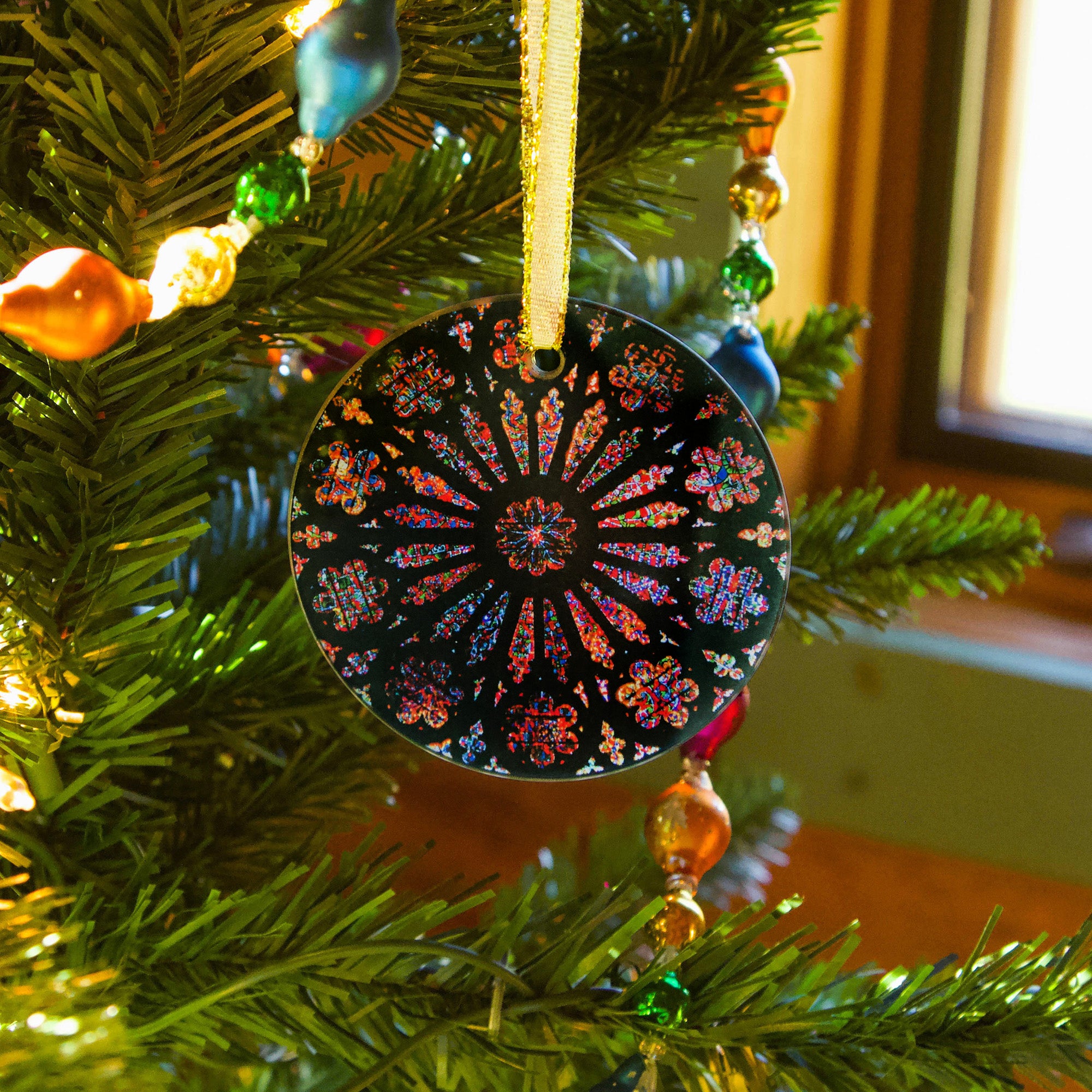 National Cathedral Rose Window Glass Ornament | The Catholic Company®