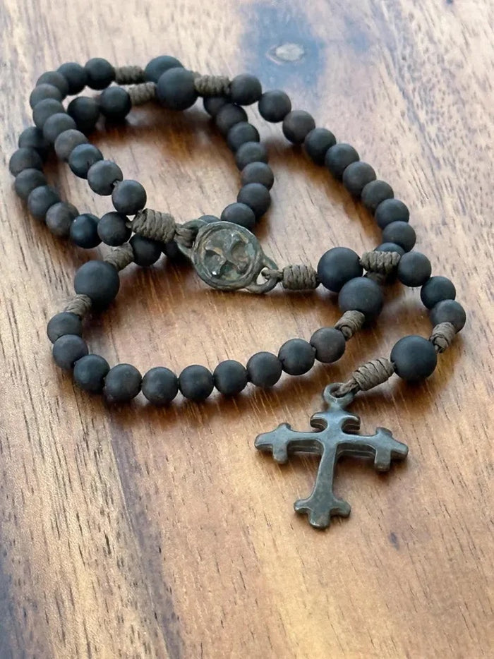 Rustic Budded Cross Antique Style Wooden Rosary | The Catholic Company®