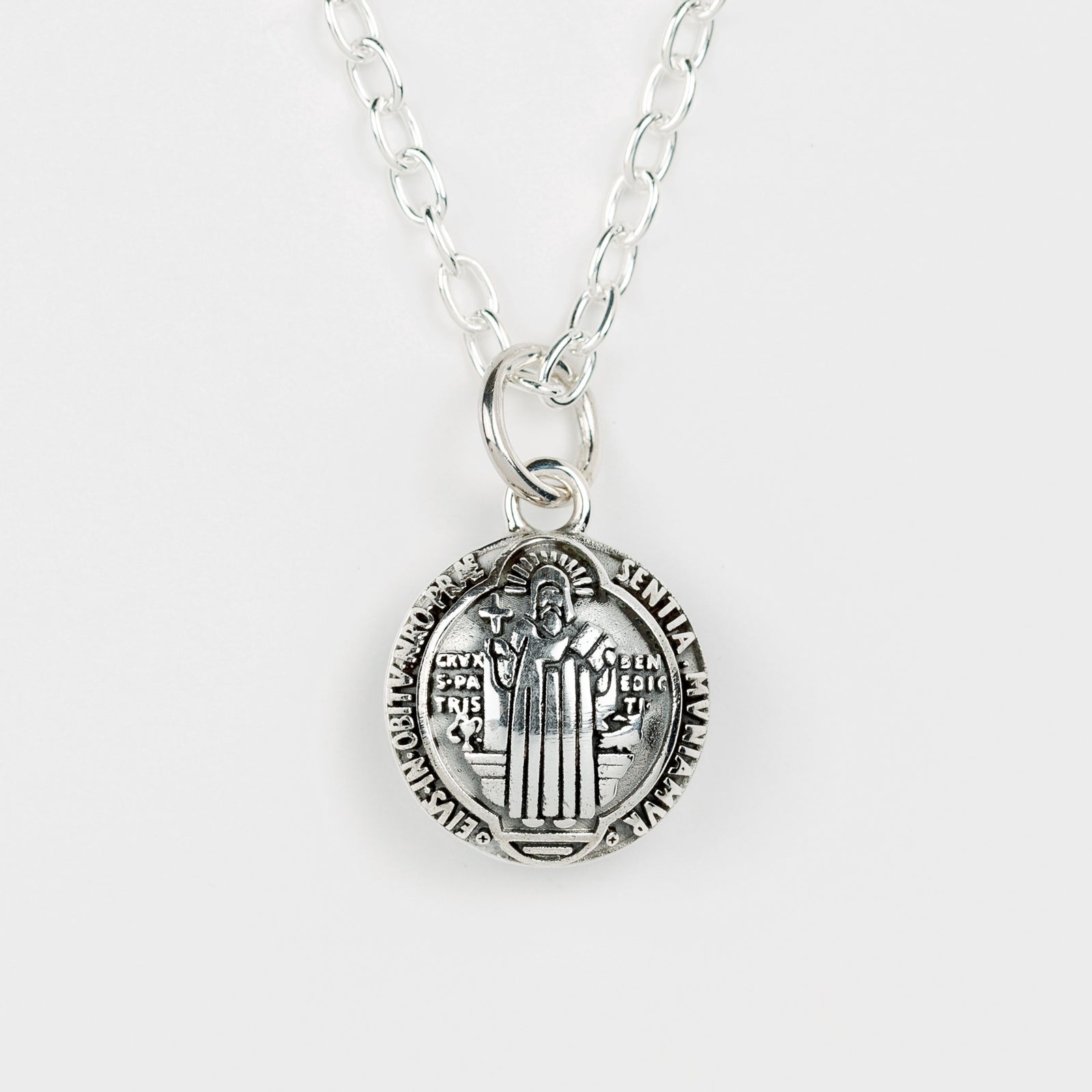 Sterling Silver St. Benedict Charm Necklace | The Catholic Company®