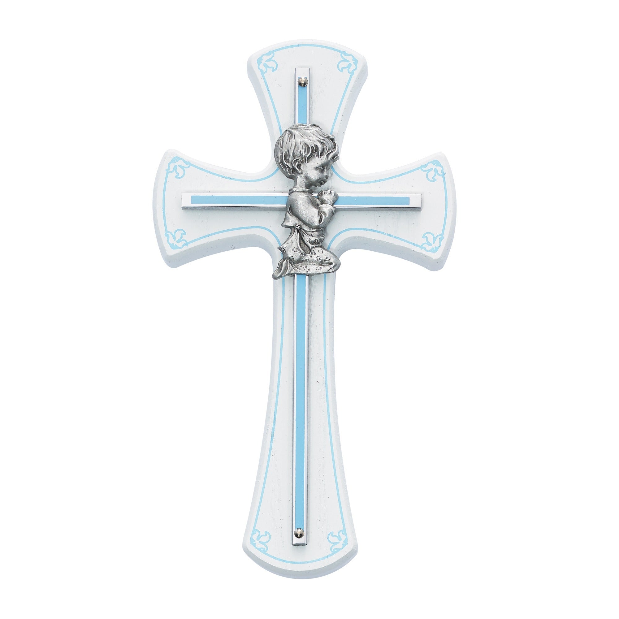 Praying Child Cross on White Wood - Boy or Girl | The Catholic Company®