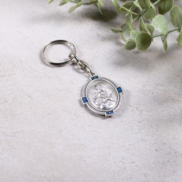 St. Joseph Key Ring w/Blue Accents, cm. 4.2 (1.65")