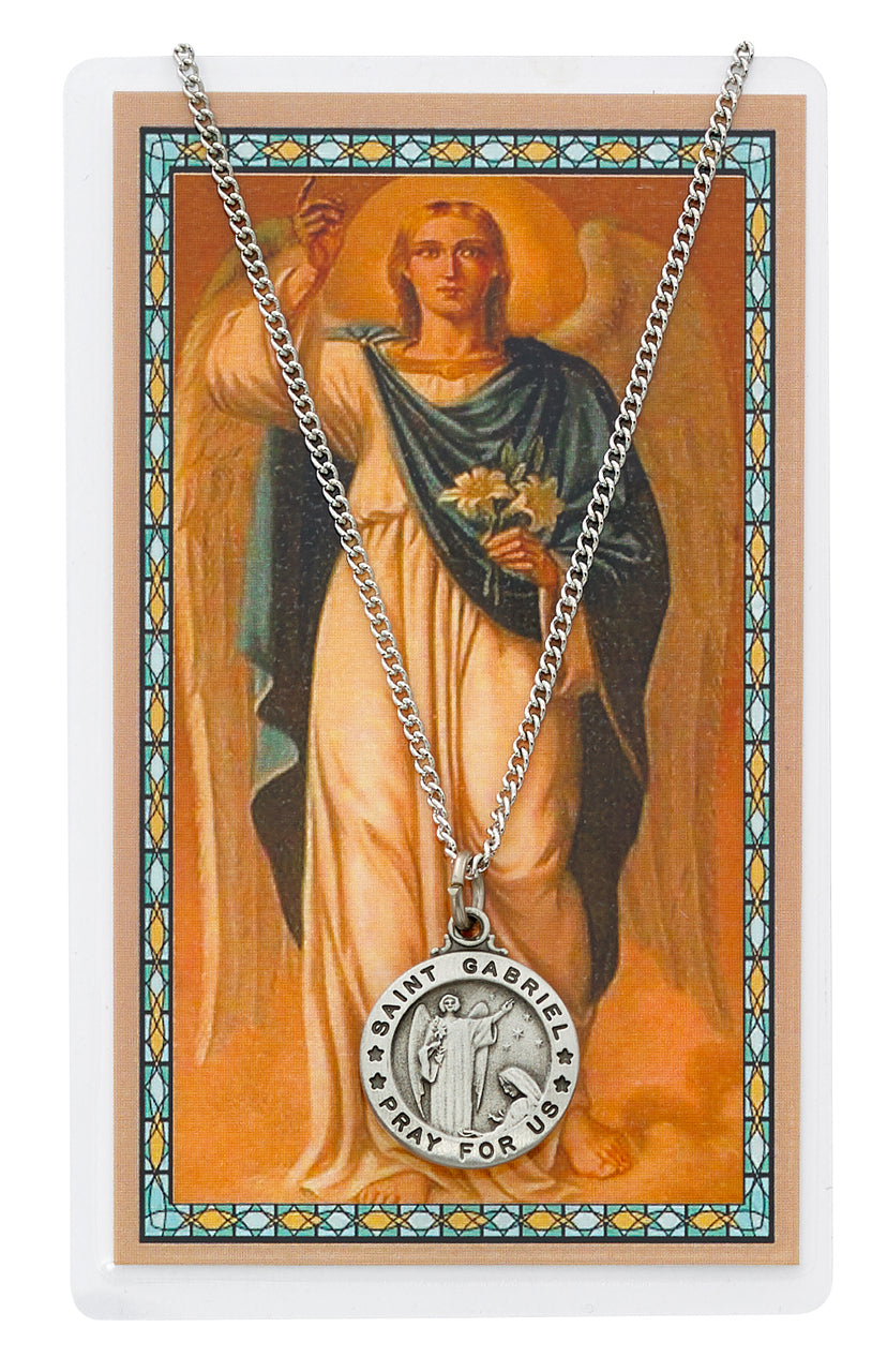 St. Gabriel Patron Saint Prayer Card w/Medal | The Catholic Company®