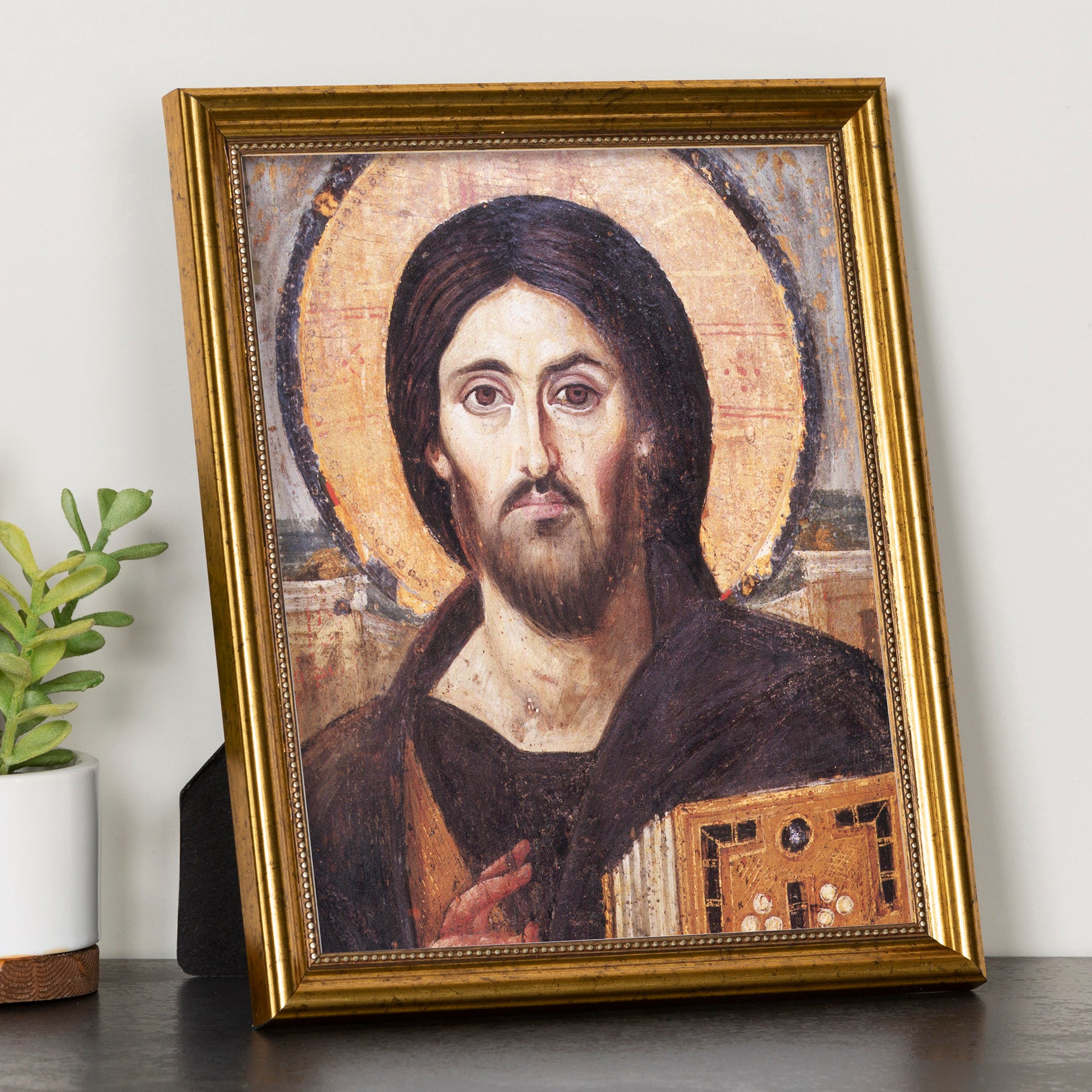 Christ Pantocrator Antique Gold Framed Print - 8" x 10"