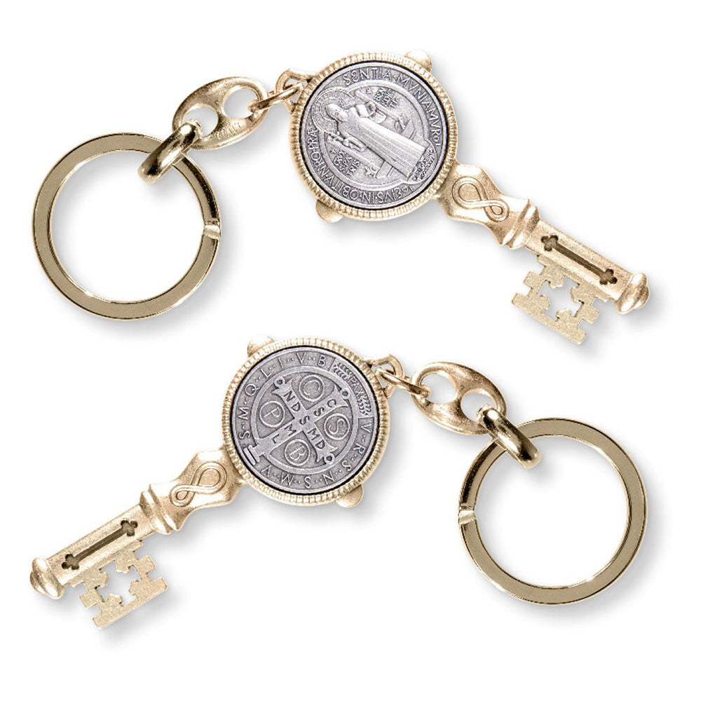 Two Tone St. Benedict Jubilee Medal Key Keychain | The Catholic Company®