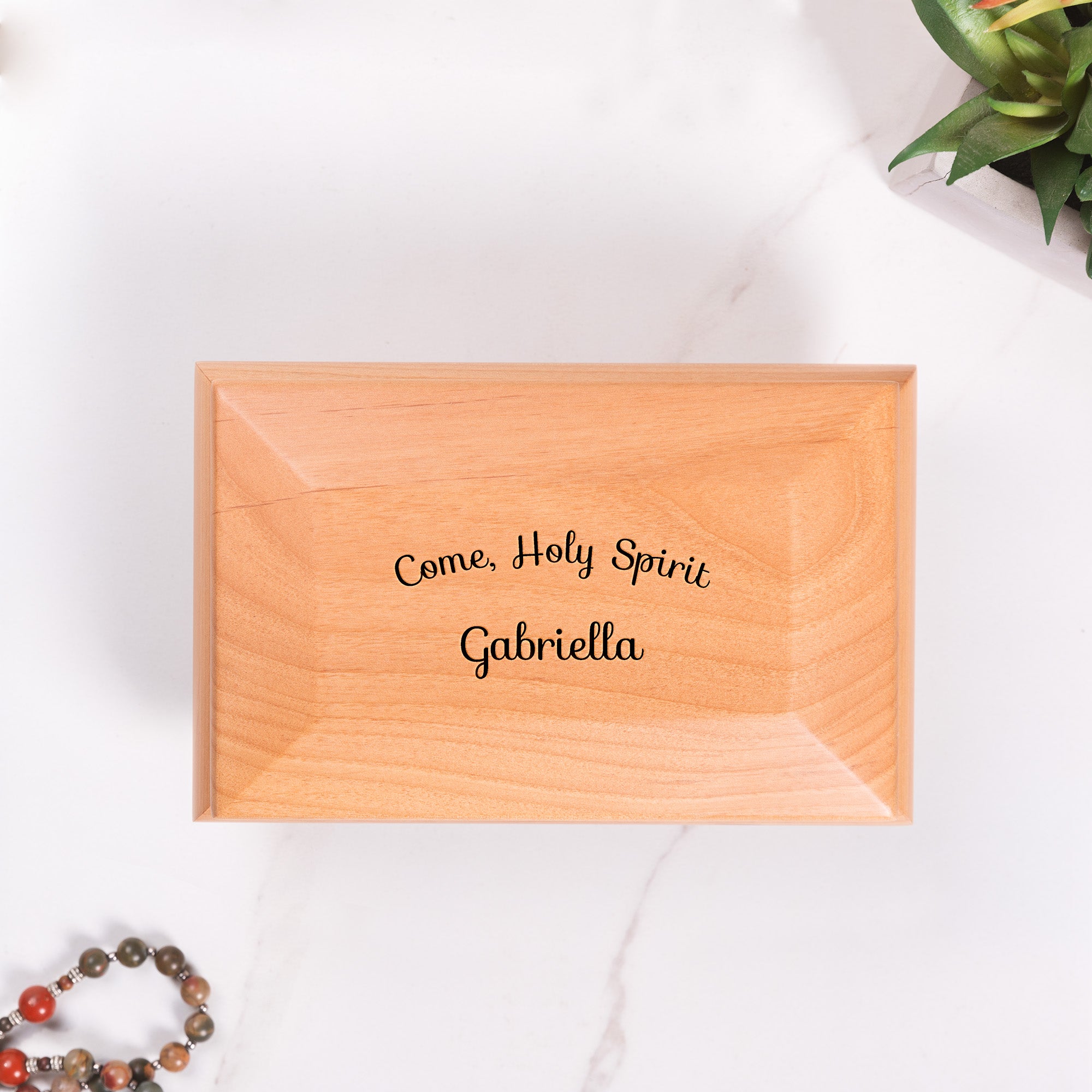 Personalized Come Holy Spirit Red Alder Keepsake Box | The Catholic ...