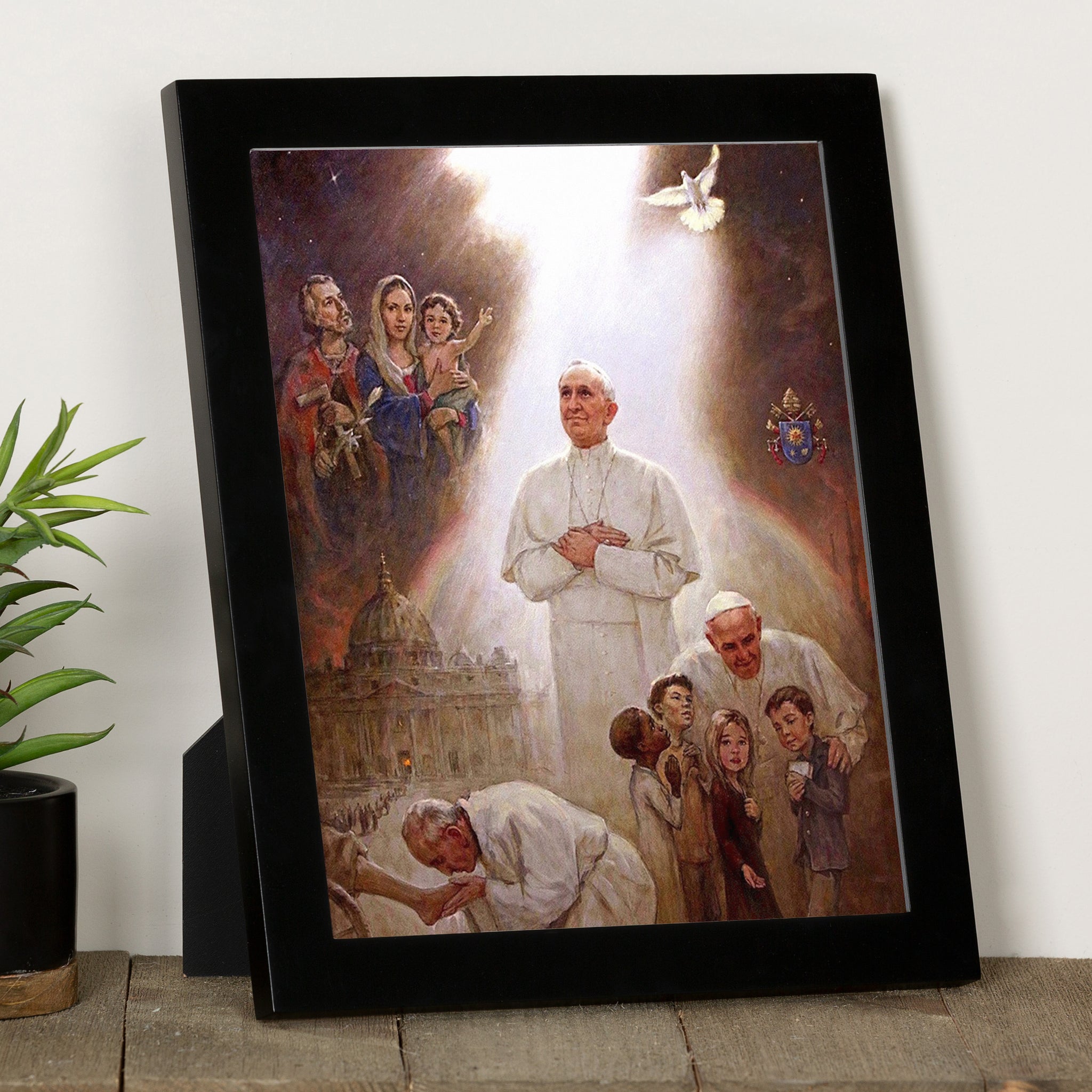 Pope Francis Artwork in Black Frame | The Catholic Company®