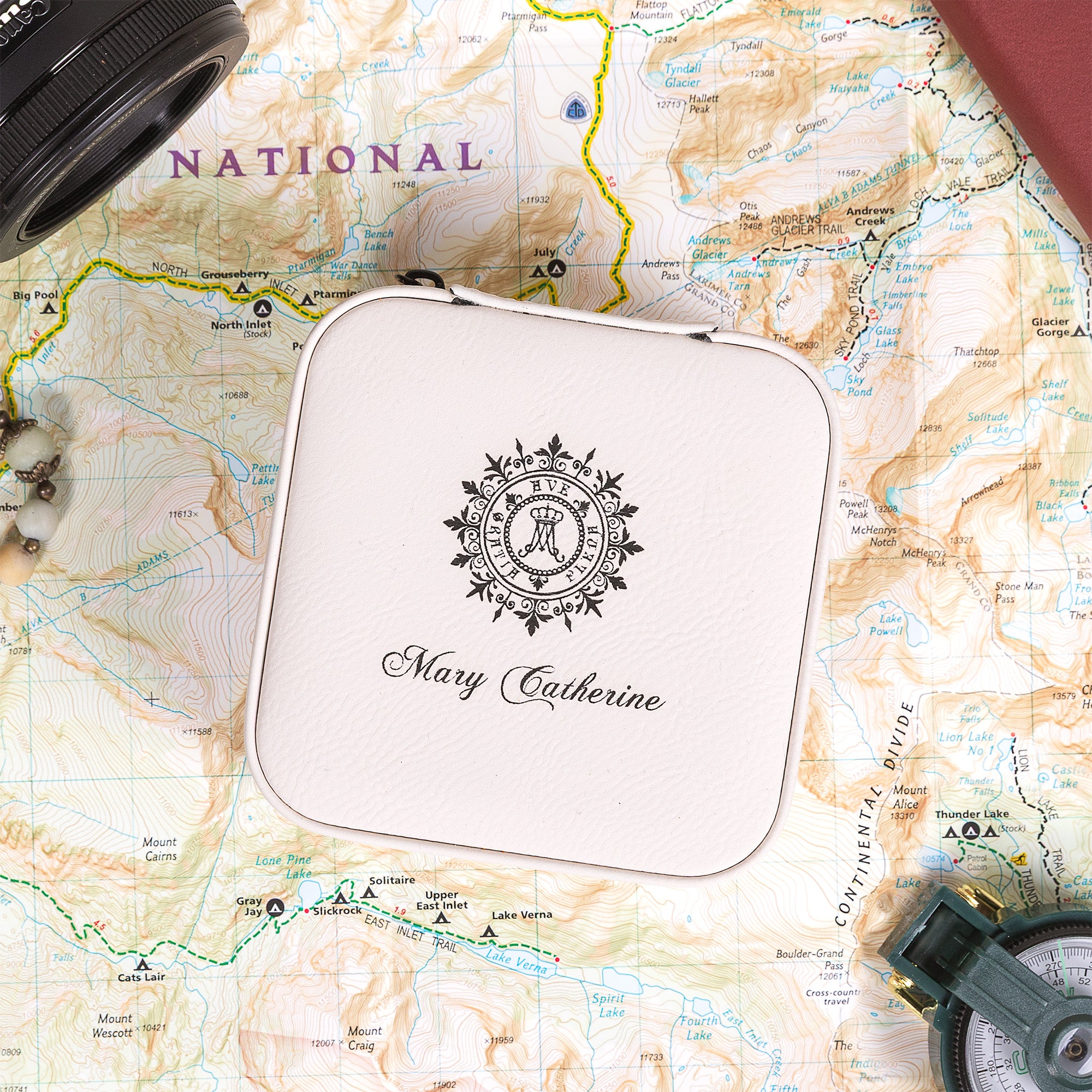 Personalized Ave Maria Travel Case for Jewelry - Blue or White