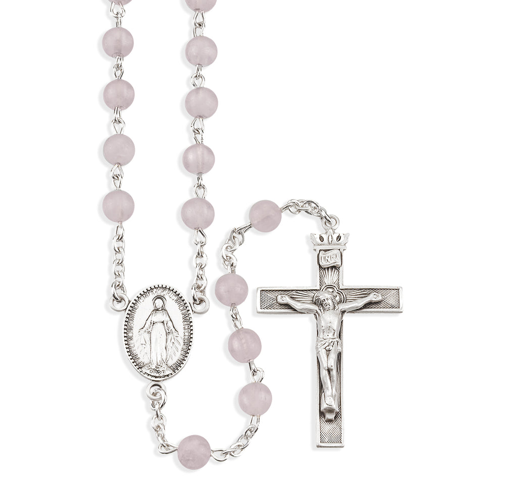Sterling Silver & Rose Quartz Gemstone Rosary | The Catholic Company®