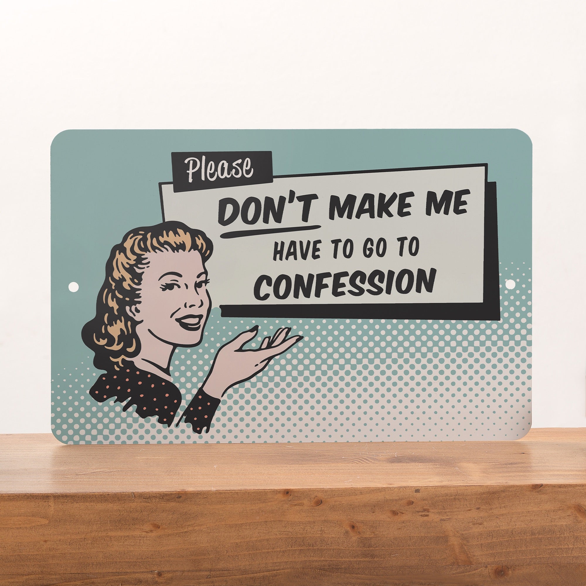 Don't Make Me Retro Confession Tin Sign | The Catholic Company®