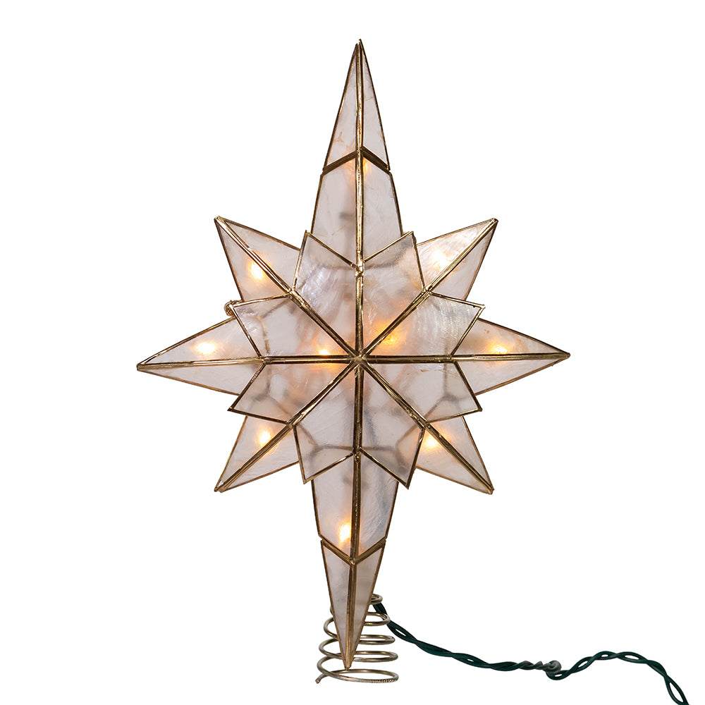 Capiz Star of Bethlehem Multifaceted Tree Topper - 11"