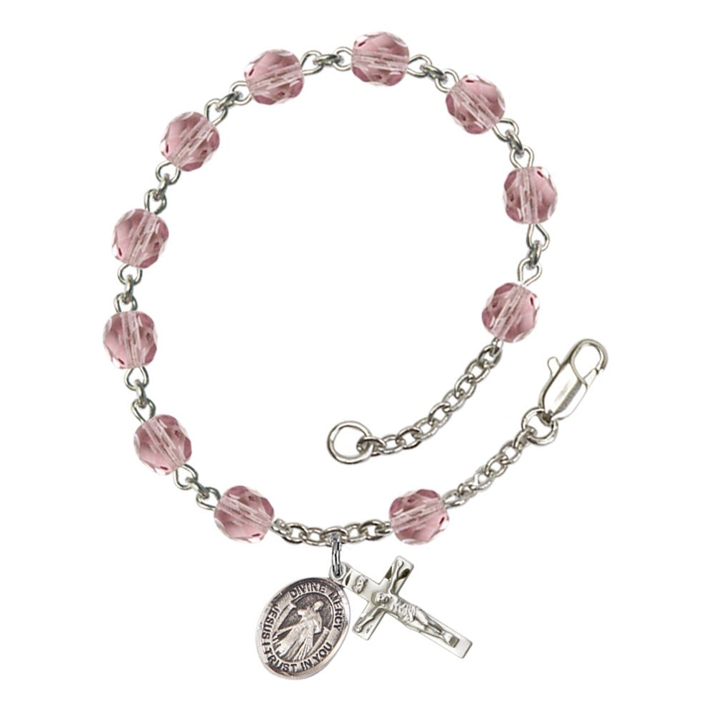 Divine Mercy 6mm light purple June Rosary Bracelet | The Catholic Company®