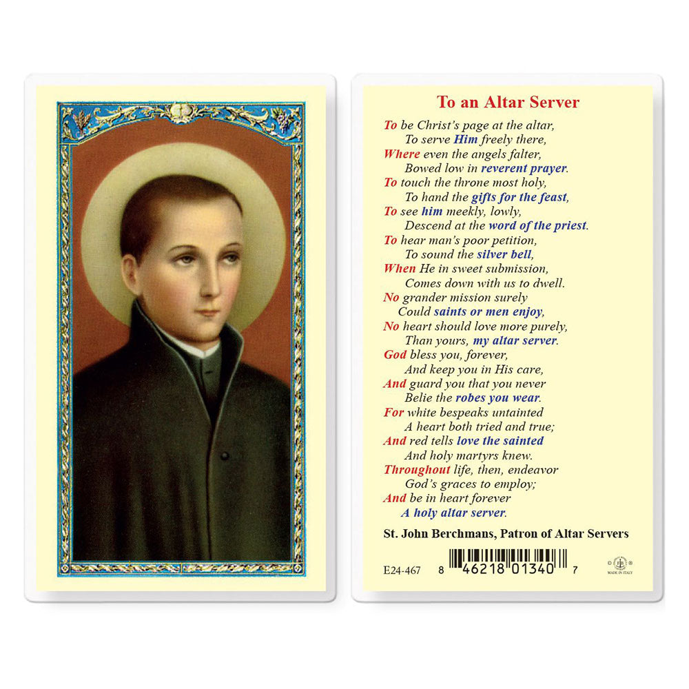 St. John Berchmans Altar Server Prayer Card | The Catholic Company®