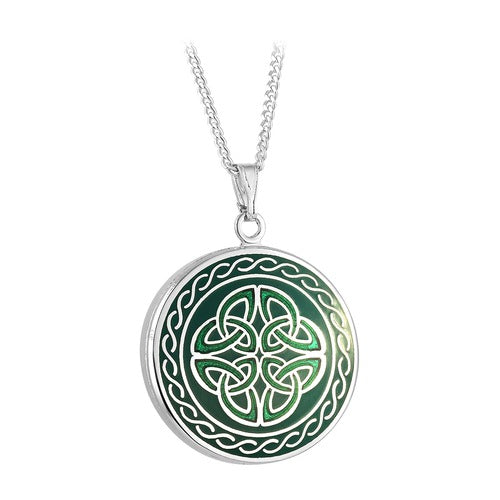 Book of Kells Green Trinity Knot Necklace | The Catholic Company®