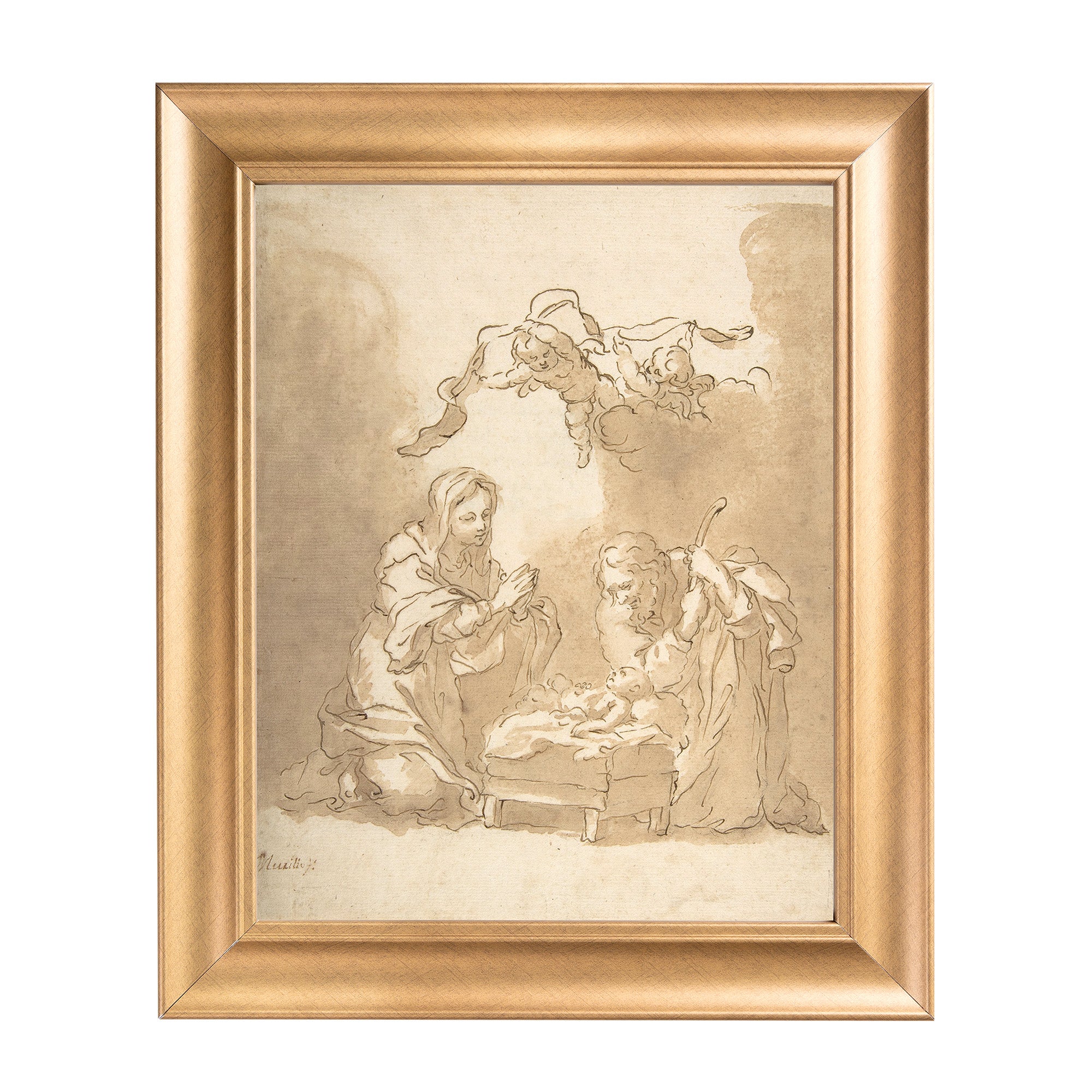 Murillo Nativity Gold Framed Print - Multiple Sizes | The Catholic Company®