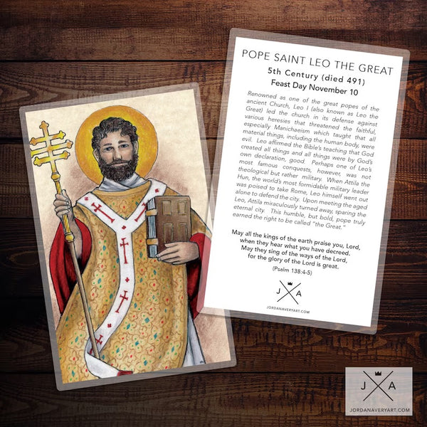 St. Leo the Great Large Laminated Prayer Card | The Catholic Company®