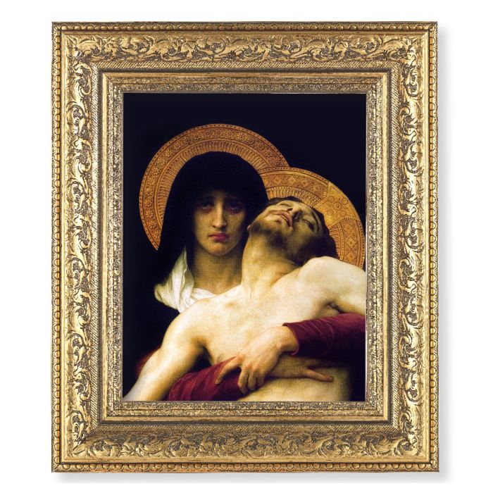 The Pieta Gold-Leaf Antique Framed Art | The Catholic Company®