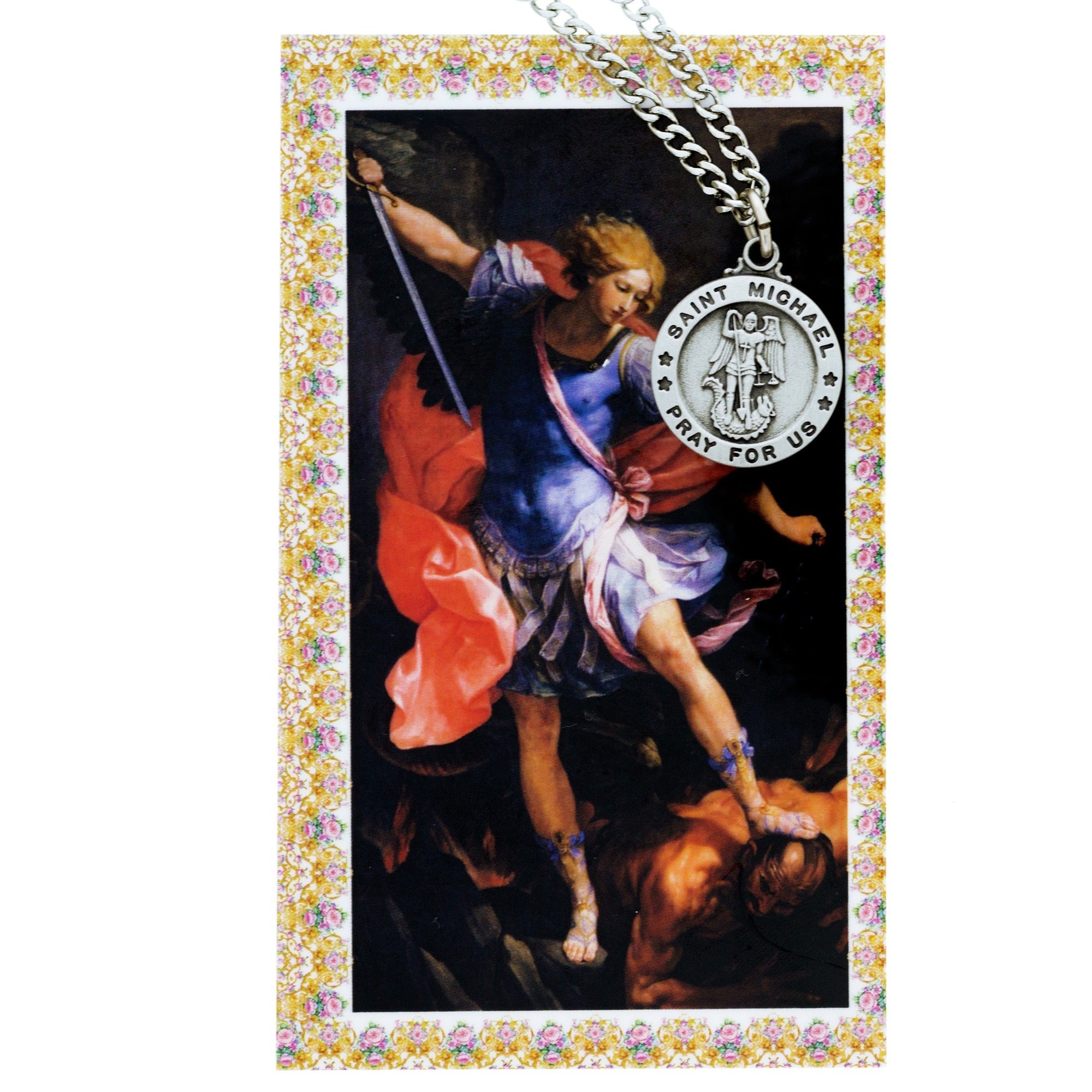 St. Michael Patron Saint Prayer Card w/ Medal | The Catholic Company®