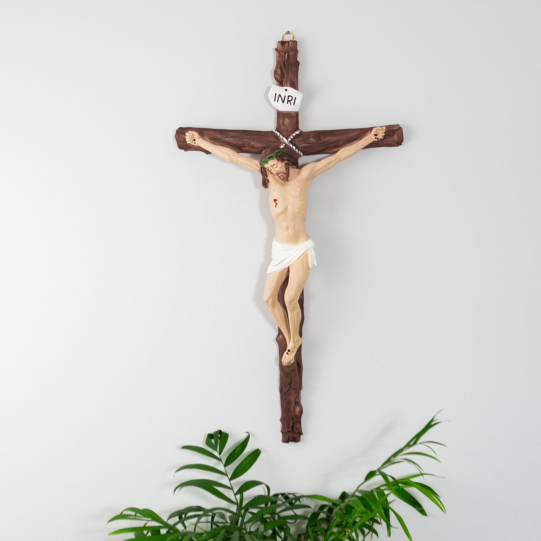 Realistic Style Hand Painted Italian Crucifix - 22"