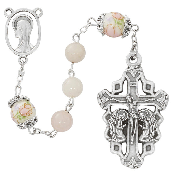 Mary's Fiat Rose Quartz Rosary | The Catholic Company®